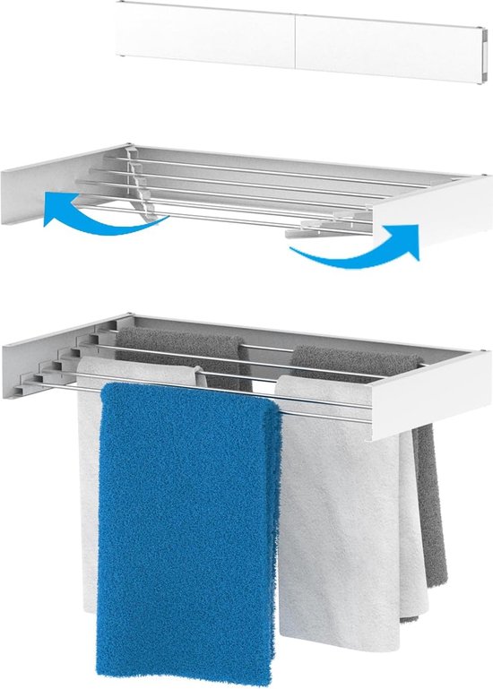 Droogrek voor de wand, uittrekbaar 80 cm, hangende wasdroger in klein ...