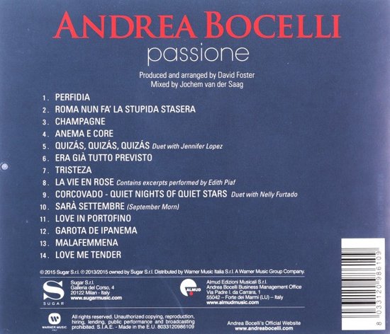 Andrea Bocelli: Passione [CD], Andrea Bocelli | Muziek | bol