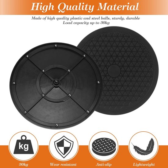 2 stuks draaischijven, 25 cm universeel draaiplateau van kunststof, zwart, 360 graden... | bol