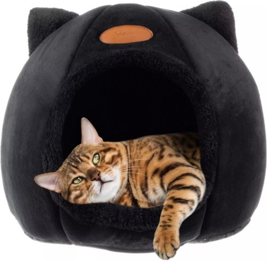 Purlov Plush Cat Bed - Luxe Huisje voor Jouw Kat | bol
