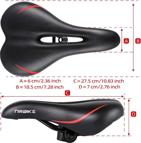 Comfortabel fietszadel voor mountainbike, racefiets, stadsfiets ...