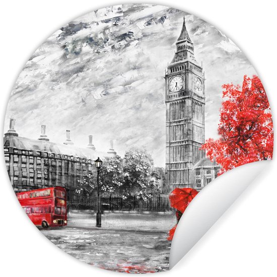 WallCircle - Muurstickers - Behangcirkel - Schilderij - Big Ben - Rood ...