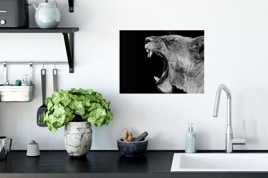 Muurstickers - Sticker Folie - Dieren - Leeuw - Zwart - Wit - Portret - 40x30 cm -... | bol