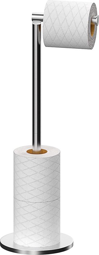 Toiletpapierhouder Staand - Vrijstaande RVS toiletrolhouder - Zilver ...