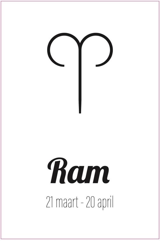 Sterrenbeeld Ram - 20x30cm - forex - wit - zwart - geboorte - cadeau | bol