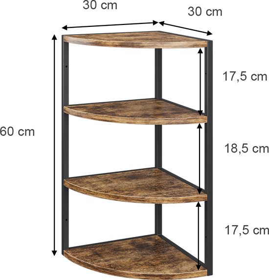 Vicco Fyrk Hoekplank – 30 x 60 cm Antiek hout | bol