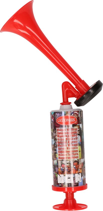 Station toeter - 3x - rood - hand/lucht pomp - luchthoorn - voetbal ...