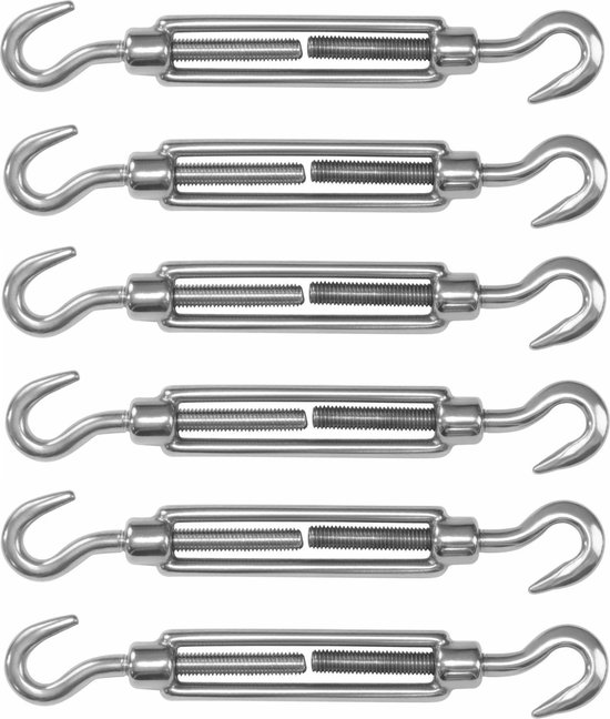 AMIG Spanschroeven/draadspanner met haak/haak - 6x - 11cm - 316L RVS ...