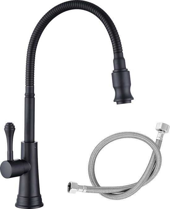 Koudwaterkraan, zwart, keuken, 360 graden draaibaar, koudwaterkraan ...