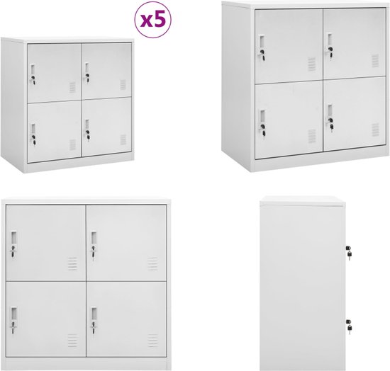 vidaXL Lockerkasten 5 st 90x45x92,5 cm staal lichtgrijs - Lockerkast ...