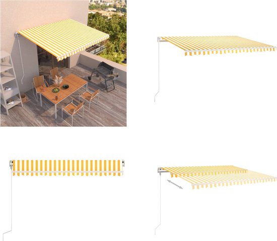 vidaXL Luifel automatisch uittrekbaar 450x300 cm geel en wit ...