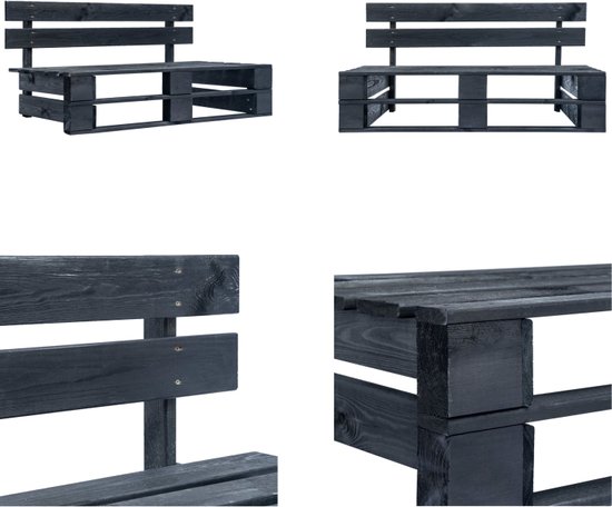 vidaXL Tuinbank pallet hout zwart - Pallet Bank - Pallet Banken ...