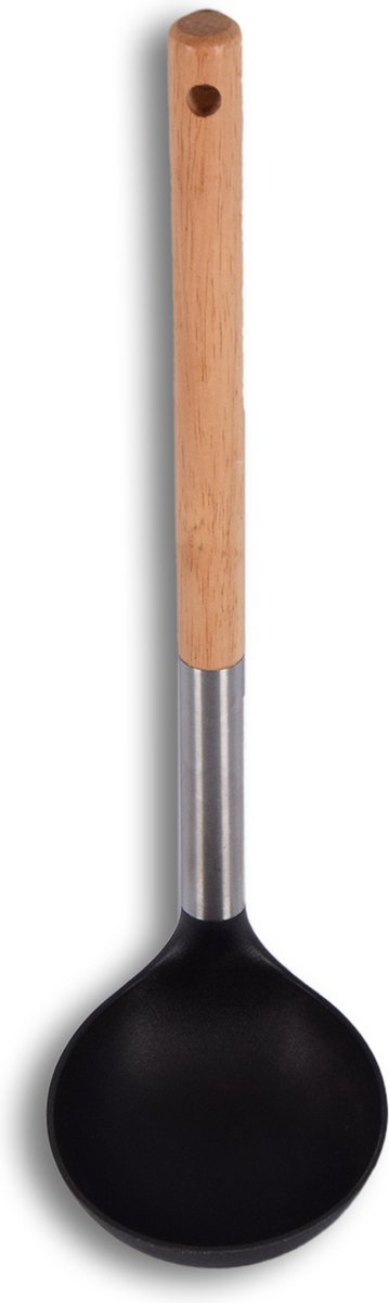 Multifunctionele Soeplepel - Hout, RVS en Nylon - 31.5cm - Ideaal voor ...