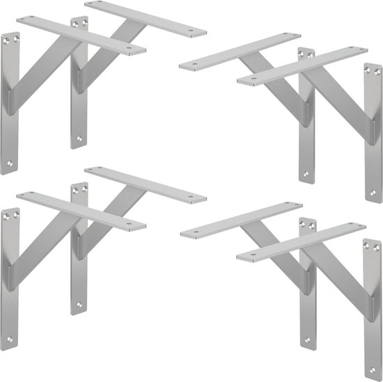 ML-Design 8 stuks plankdrager 240x240 mm, zilver, aluminium, zwevende ...