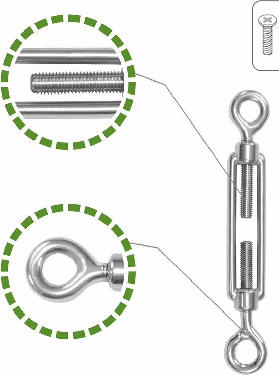 AMIG Spanschroeven/draadspanner met oog/oog - 1x - 12.5cm - 316L RVS ...