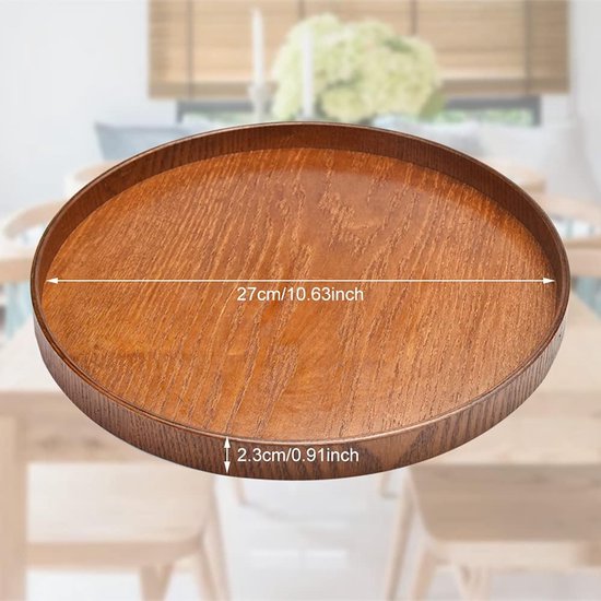 Houten dienblad rond dienblad hout 27 x 2,3 cm transfer dienblad ...