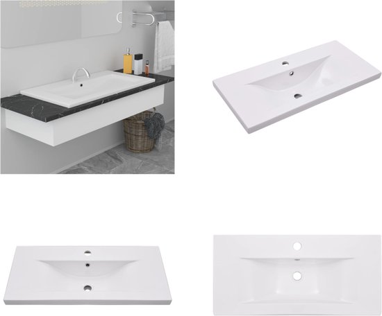 vidaXL Inbouwwastafel 81x39-5x18-5 cm keramiek wit - Gootsteen ...