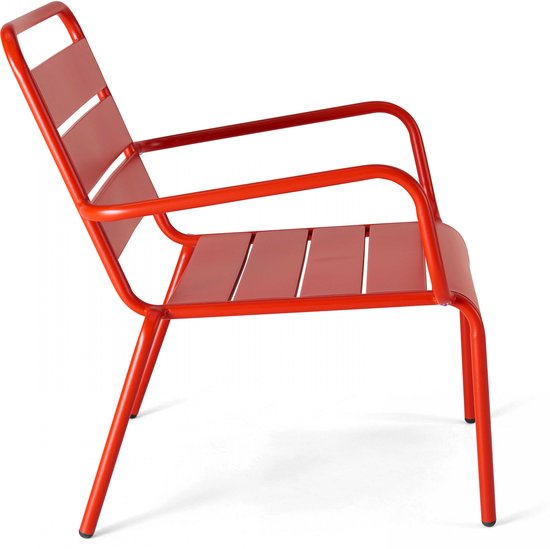 Oviala - Lage relax tuinstoel van rood staal - Palavas | bol