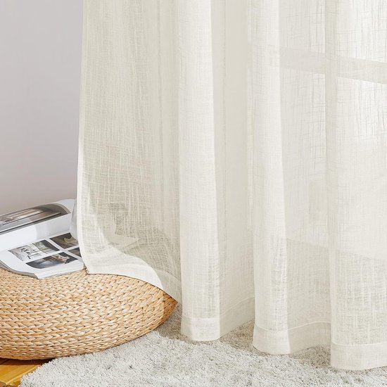 Landelijke stijl linnenlook gordijnen set van 2 met inslagringen | H ...