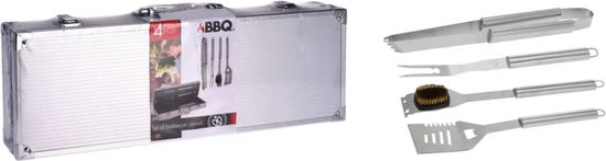 BBQ Barbecuegereedschapset - Inclusief koffer - 4-delig | bol