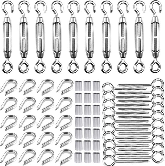 3mm staalkabelspannerset, 10 stuks M5 touwspanner spanschroef RVS, 20 ...
