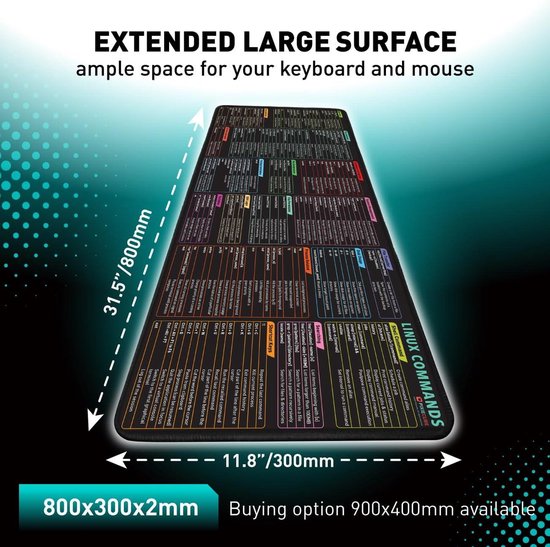 Linux Commands Line Mouse pad - Uitgebreide grote spiekplaat muismat ...