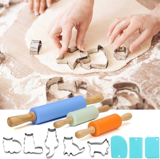 3 deegroller van siliconen, kleine en grote, golfhouten rollen voor ...