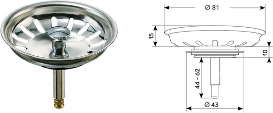 Panier de crépine universel pour éviers encastrables à fonctionnement ...