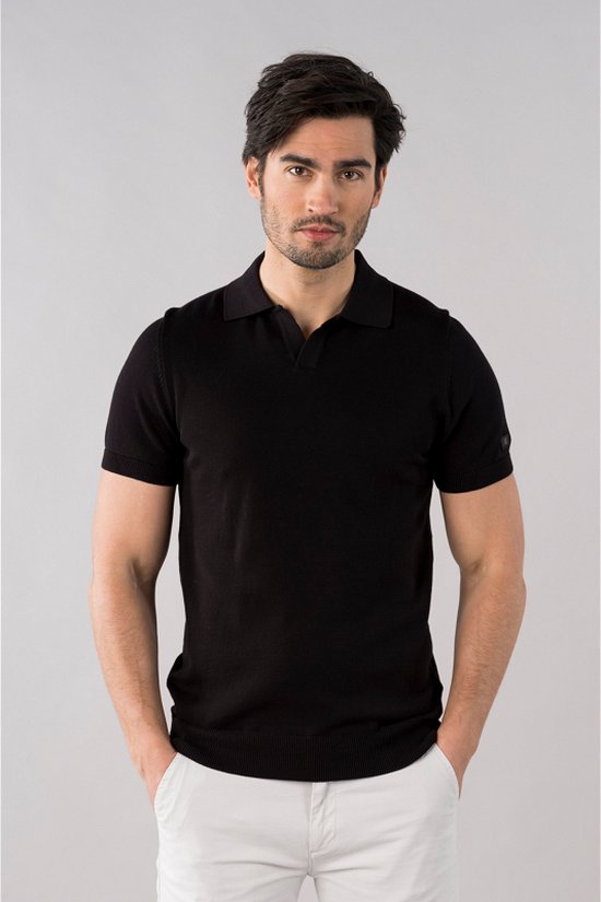 P&S Heren gebreide polo-Luca-black | bol