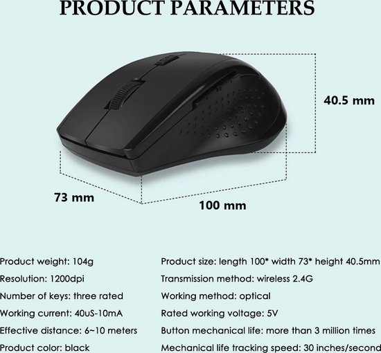Optische Muis Draadloos - Ergonomisch - Geschikt voor Windows 11, 10, 8 ...