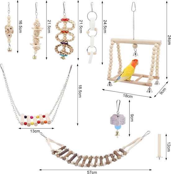 8Pcs Papegaai Speelgoed Vogels Budgie Kooi Speelgoed Valkparkiet Vogel Kauwen... | bol
