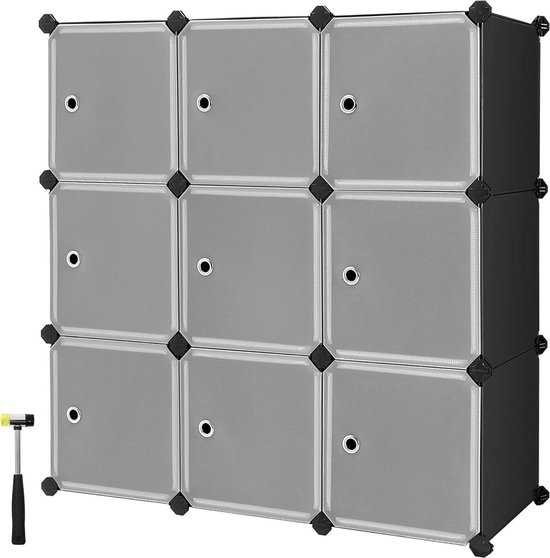 9-Cube Opbergorganisator Kunststof Kast met Deuren - Modulaire Kast ...
