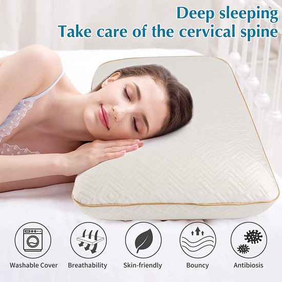 Hoofdkussen van traagschuim, nekkussen, ergonomisch slaapkussen, afneembaar en wasbaar... | bol