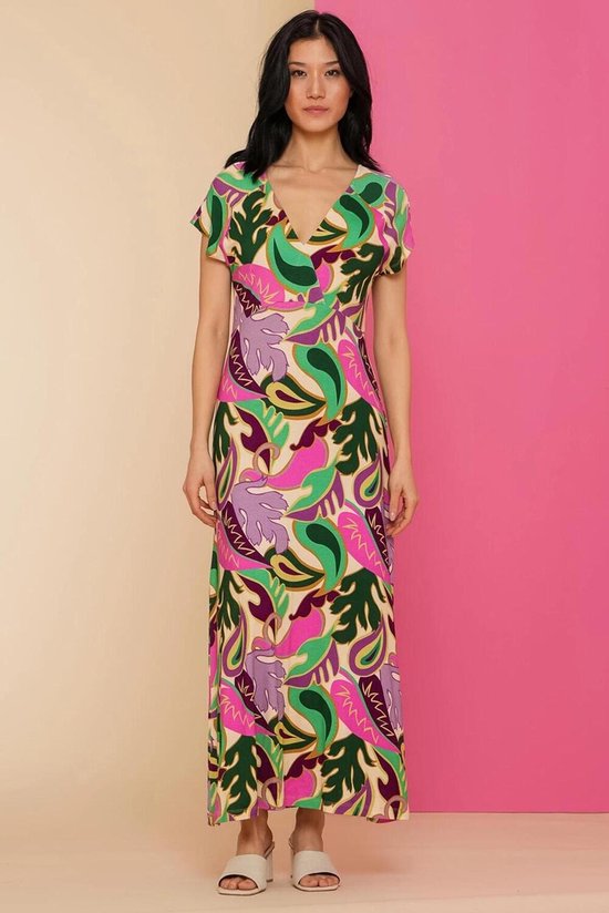 Geisha Jurk Jane Maxi Jurk Met Print 47135 60 Lilac/green Dames Maat - XS | bol
