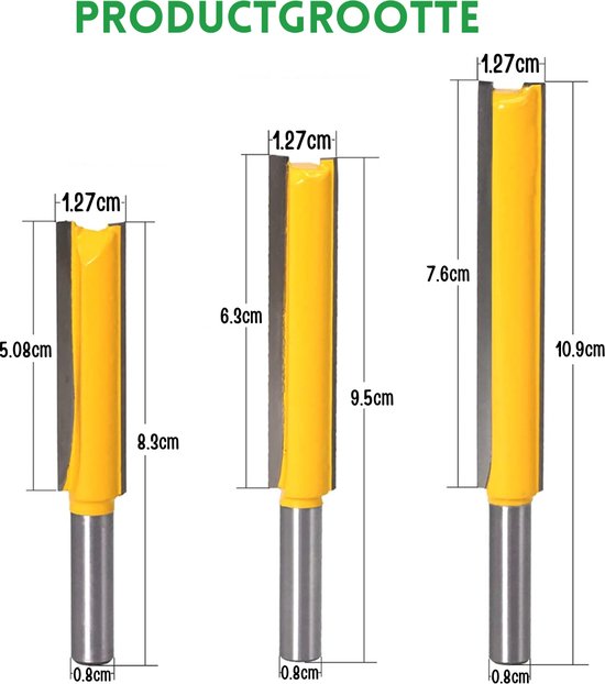 PEAM Houtfrees - Rechte frees set 8 mm schacht - Voor ...