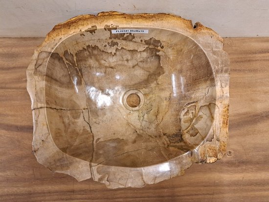 Waskom van versteend hout - 46x40x15cm - FL22341 | bol