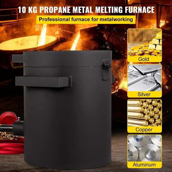 KOSMOS - Vevor Propaan Smeltoven - 10Kg - Metalen Gieterij - Oven Kit ...