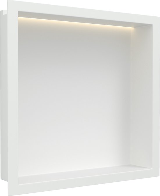 Mat wit RVS Inbouwnis 30x30x7cm met LED verlichting - Inbouwnis ...