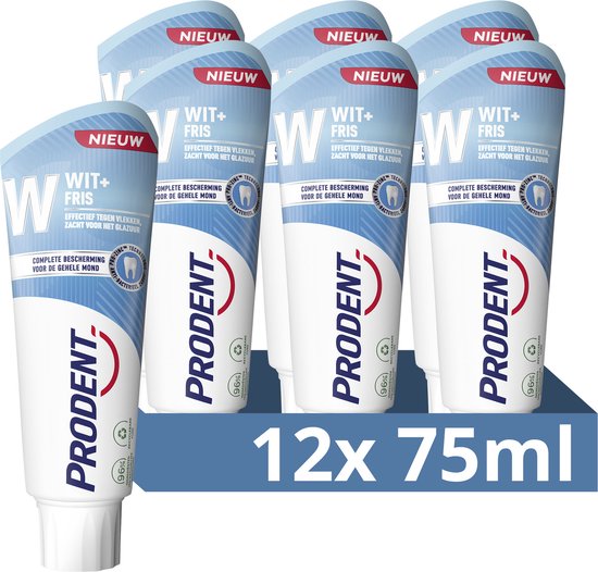 Prodent Tandpasta - Wit + Fris - met Pro-Zinc Technologie - 12 x 75ml | bol