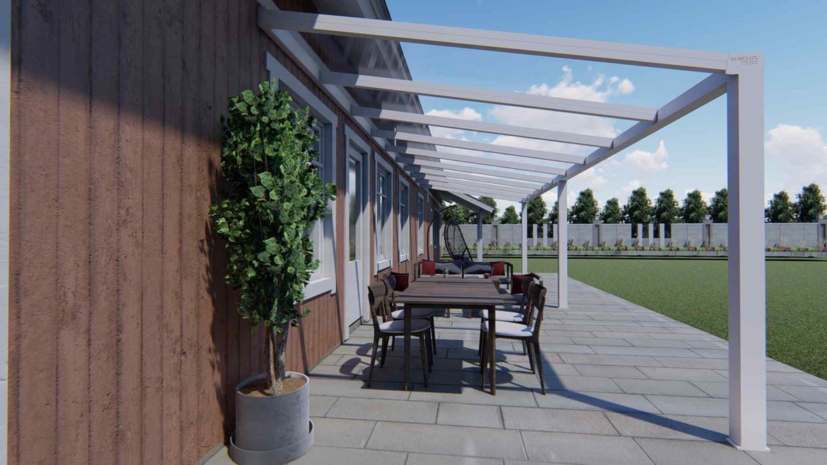 Benelux Veranda 8,50 mt x 3,40 mt – Cream – Glass - inclusief montage ...