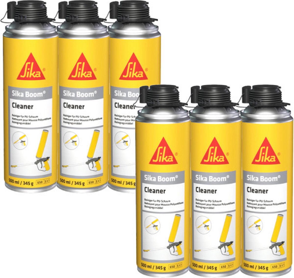 Set van 6 reinigers voor polyurethaanschuim - SIKA Boom Cleaner - 500ml ...