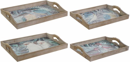 Dienblad DKD Home Decor MDF Groen Multicolour Hout MDF (40 cm) (40 x 30 ...