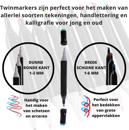 JM Force - Twinmarkers - Dubbelzijdige Stiften – Markeerstiften Tekenen ...