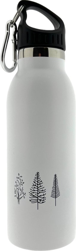 Drinkfles - Thermosfles - Geïsoleerd - Dubbelwandig - RVS - Wit - 0.5 ...