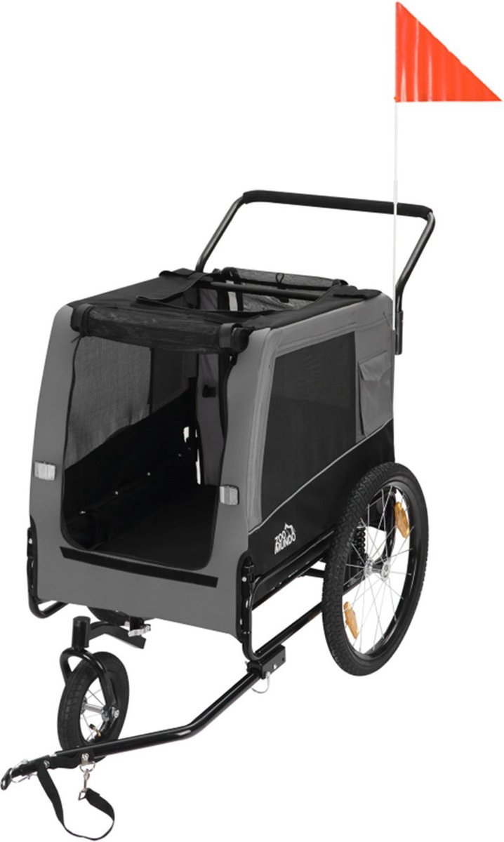 Zoomundo- Honden fietskar Sparky, transport kar hond, grijs, aanhanger ...