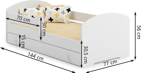 Kinderbed Luk 140x70 met afbeeldingen voor kinderen en een railing ...