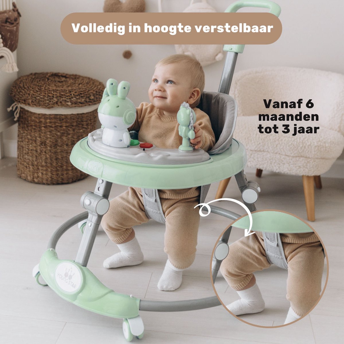 Young Star® Loopstoel - Baby Loopwagen – Loopstoeltje Baby - Leren ...