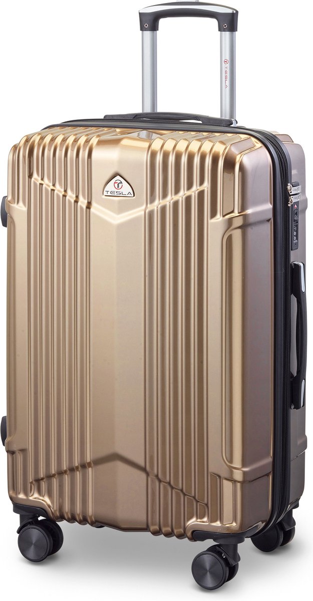 Tesla PC - Reiskoffer - 65 cm - 4 Wielen - Goud | bol.com