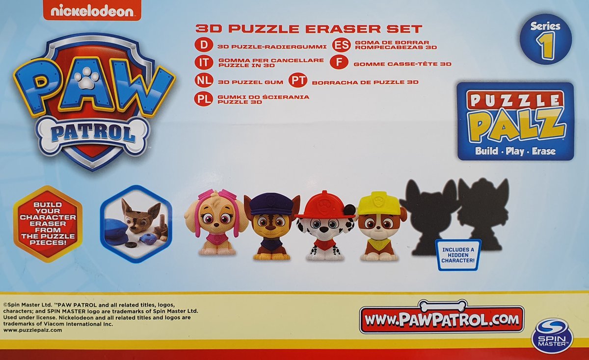Paw Patrol 3D Puzzle Gum - 4 Karakters - 1 Verrassing - 3D Puzzle ...