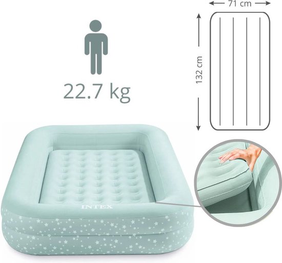 Intex Kidz luchtbed - 1-Persoons - 107x168x25 cm (BxLxH) - Mintgroen ...